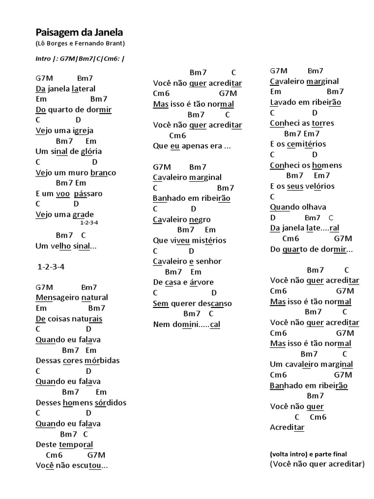 Paisagem Da Janela Letra Cifra | PDF