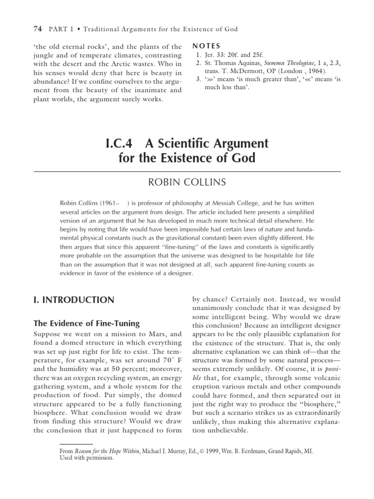 Collins Fine Tuning Argument | PDF | Atheism | Existence Of God