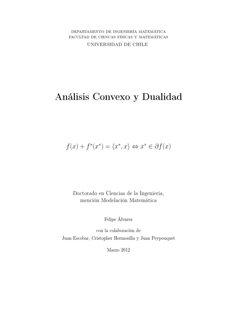 An Lisis Convexo y Dualidad PDF | PDF | Espacio de Banach | Espacio compacto