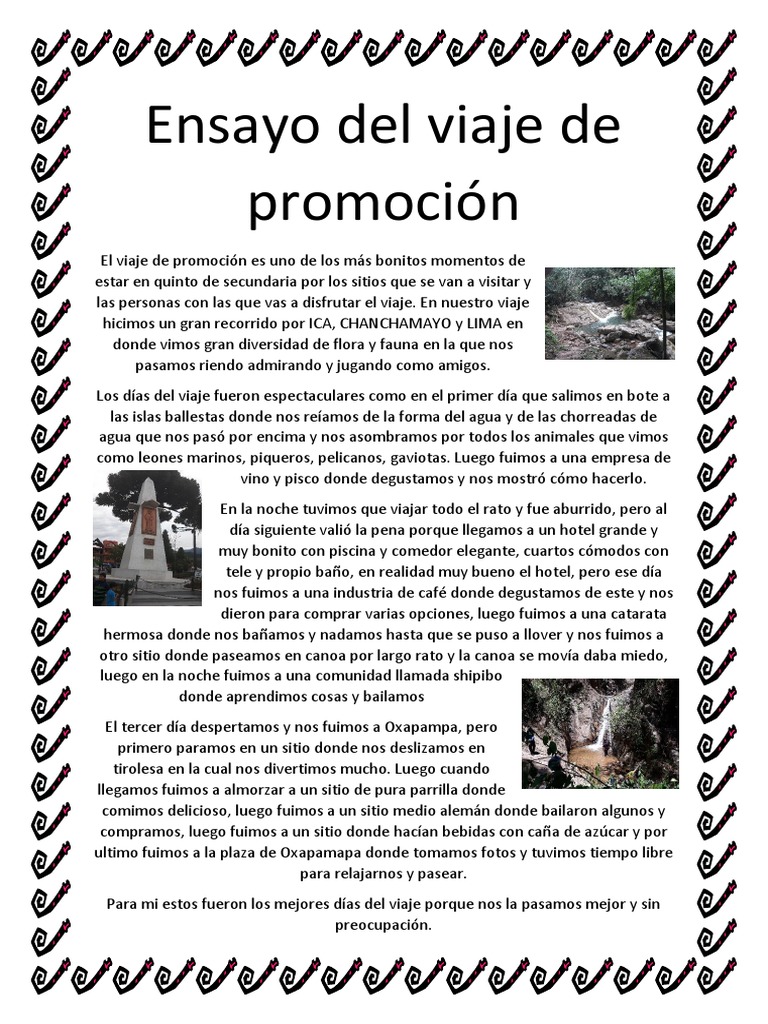 Ensayo sobre el viaje de promoción | PDF | Viajes y turismo