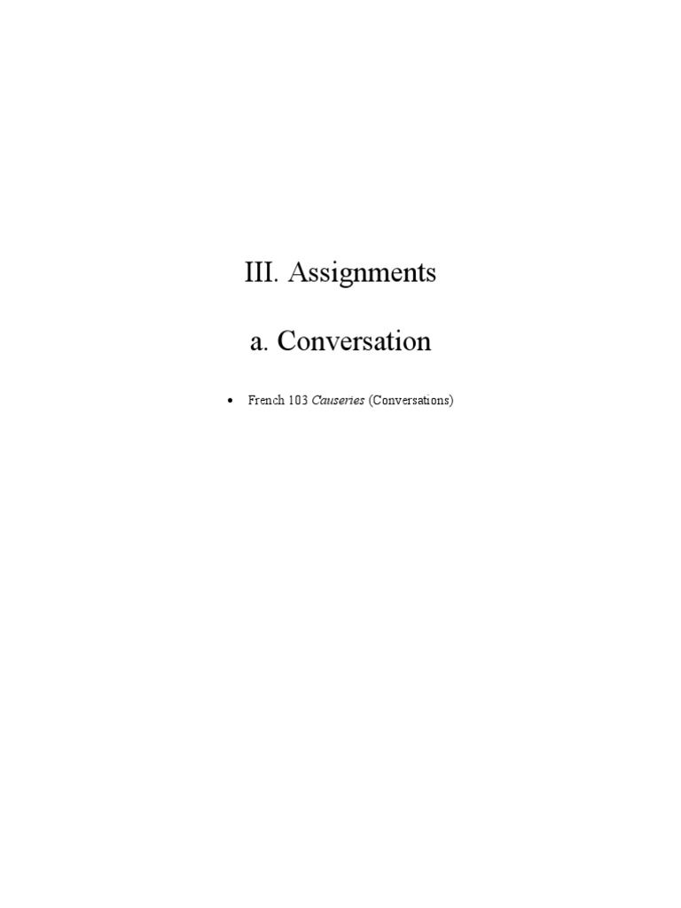 Chattin Portfolio - Section 3a - Assignments: Conversation Assignments ...