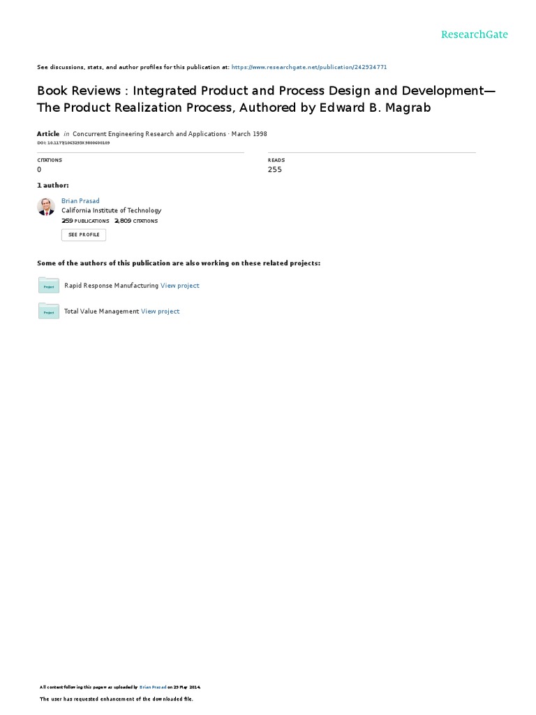 Book Reviews: Integrated Product and Process Design and Development ...
