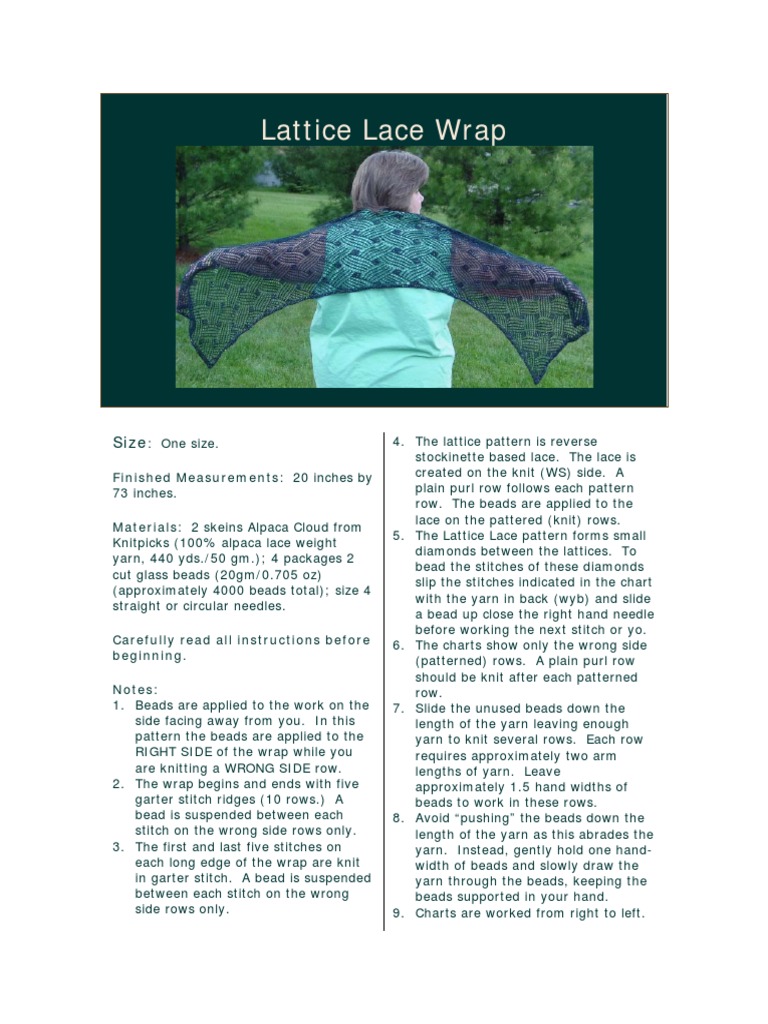 0-Lattice Lace Wrap | PDF | Knitting | Handicrafts