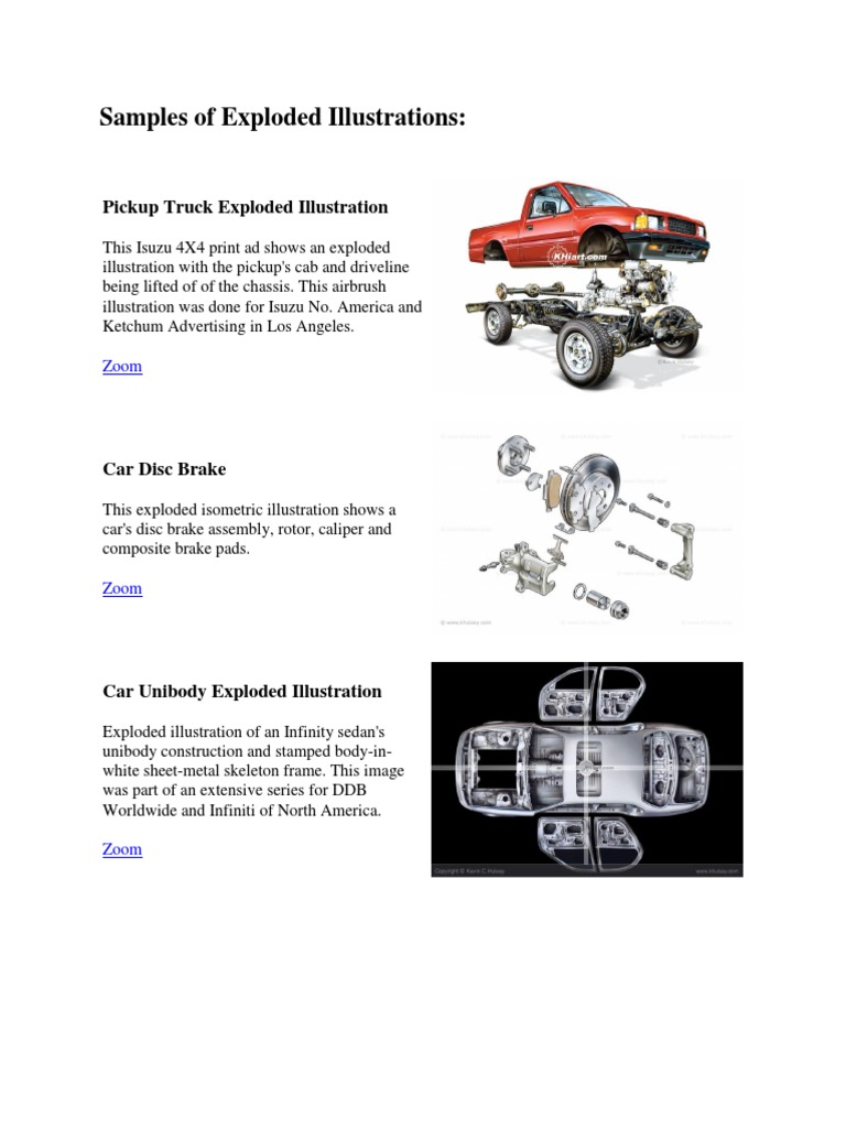 Samples of Exploded Illustrations:: Pickup Truck Exploded Illustration ...