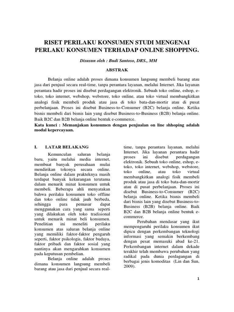 Jurnal Perilaku Konsumen Terhadap Pembelian Online | PDF | Bisnis | Komputer