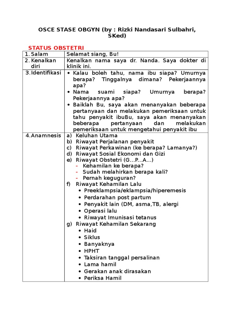 B Osce Stase Obgyn | PDF