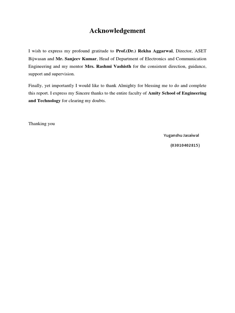 Engineering Project Acknowledgment | PDF