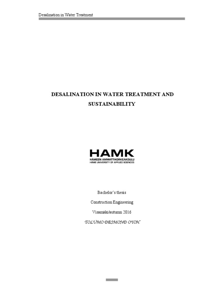 Desalination in Water Treatment and Sustainability | PDF | Desalination ...