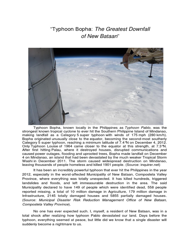 Typhoon Bopha: The Greatest Downfall of New Bataan | PDF | Tropical ...
