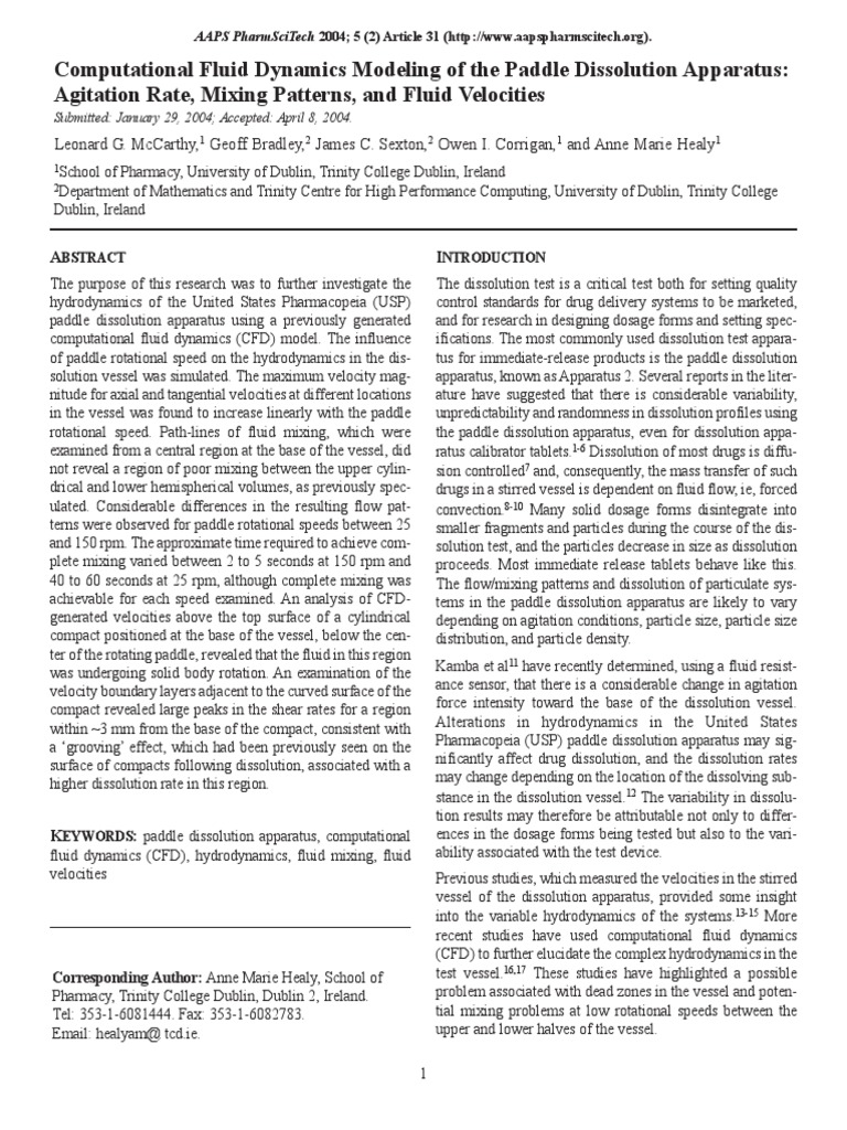Computational Fluid Dynamics Modeling of The Paddle Dissolution ...