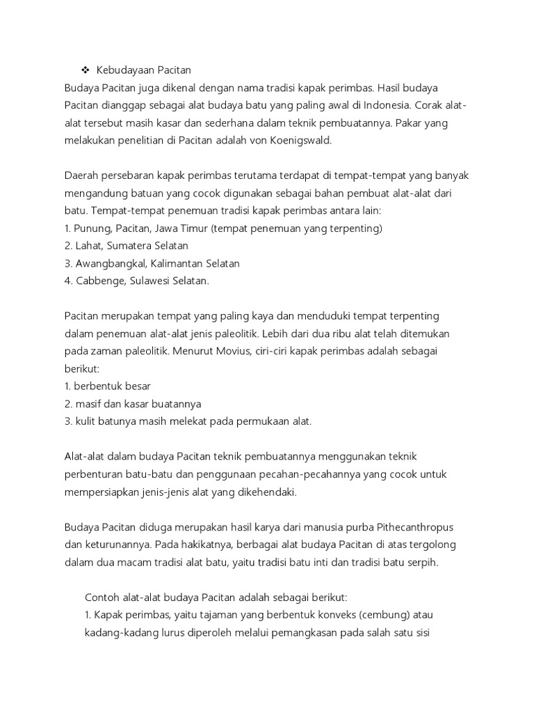 Budaya Pacitan Juga Dikenal Dengan Nama Tradisi Kapak Perimbas | PDF