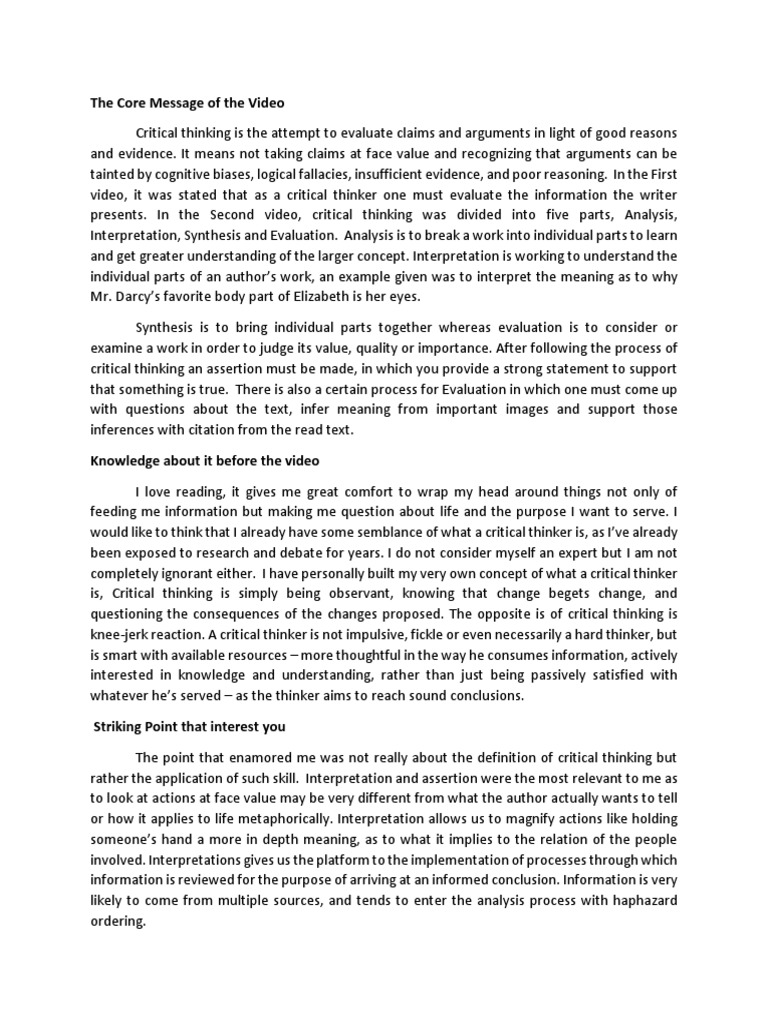 Case Critical Thinking | PDF | Critical Thinking | Argument