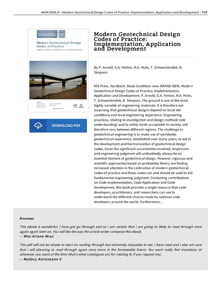 Modern Geotechnical Design Codes of Practice - Implementation, Application and Development PDF ...