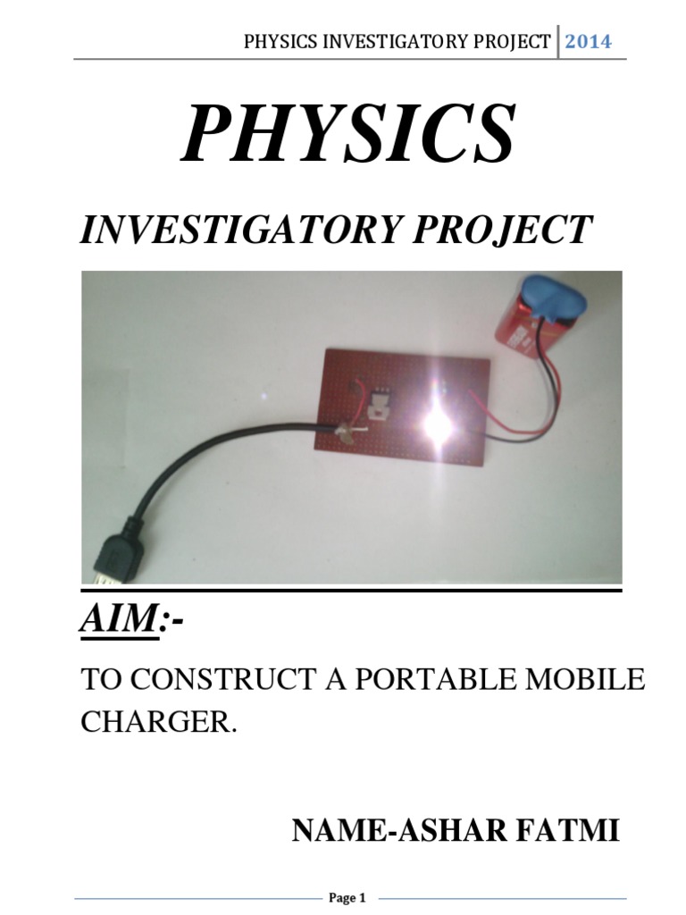 Physics Investigatory Project Class 12 | PDF | Battery Charger ...
