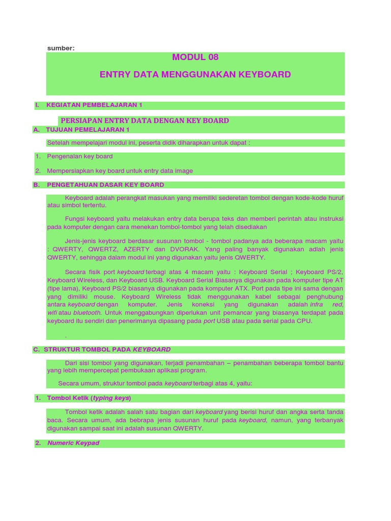 Struktur Dan Fungsi Tombol Keyboard | PDF