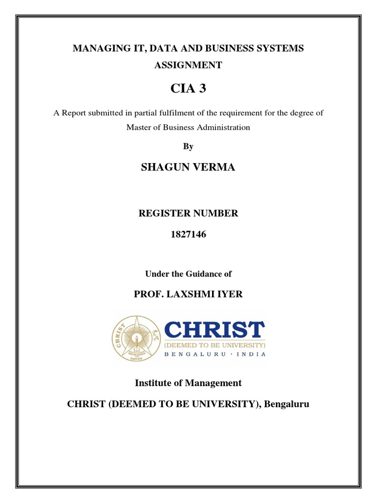 Shagun Verma: Managing It, Data and Business Systems Assignment | PDF ...