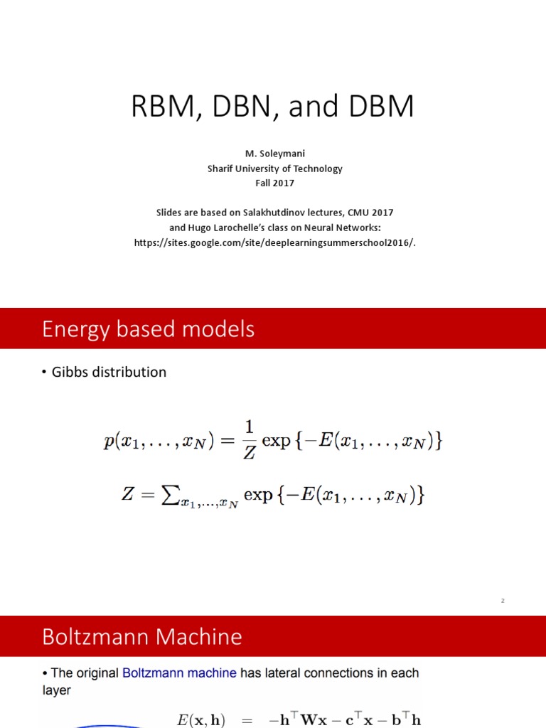 RBM, DBN, and DBM | PDF | Deep Learning | Artificial Neural Network