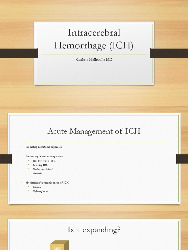 Intracerebral Hemorrhage ICH | PDF | Blood | Medical Specialties