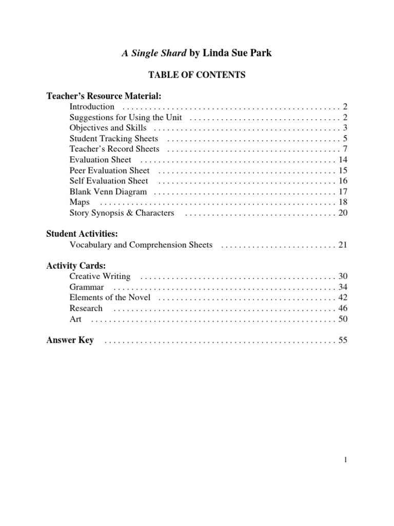 A Single Shard by Linda Sue Park | PDF | Adjective | Noun