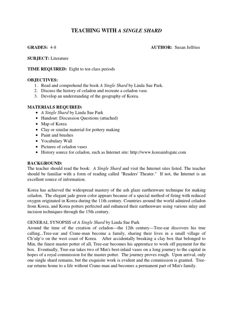 Teaching With A Single Shard | PDF | Cookware And Bakeware | Pottery