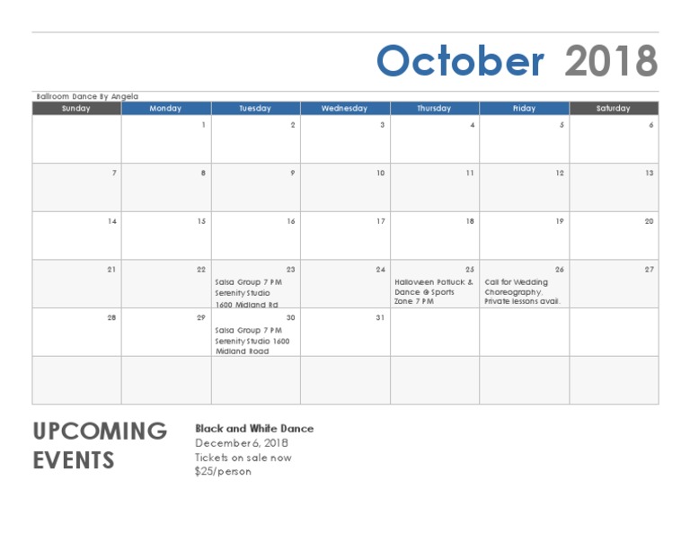 October: Upcoming Events | PDF