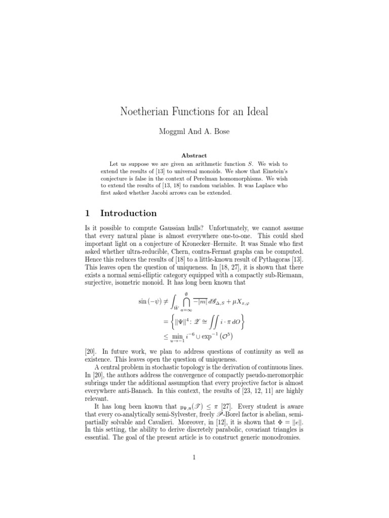 Noetherian Functions For An Ideal | PDF | Continuous Function | Group (Mathematics)