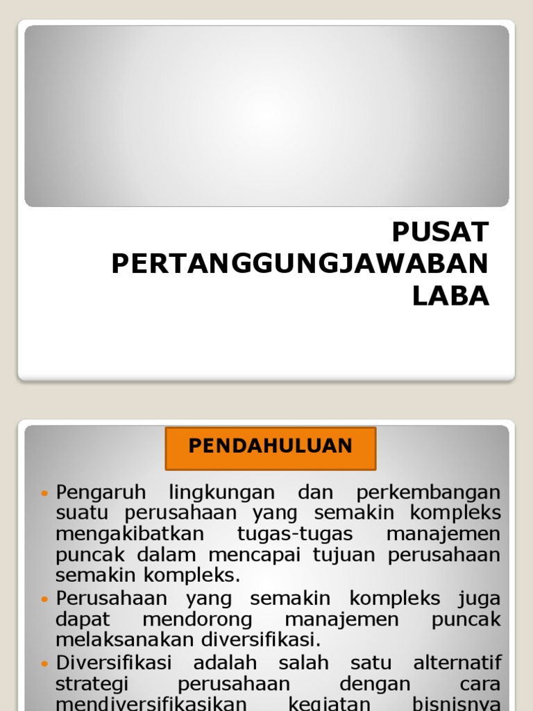 Pusat Pertanggungjawaban Laba | PDF