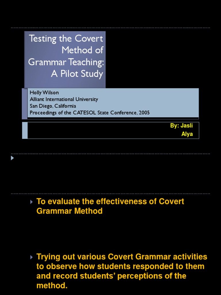 Testing The Covert Method of Grammar Teaching | PDF