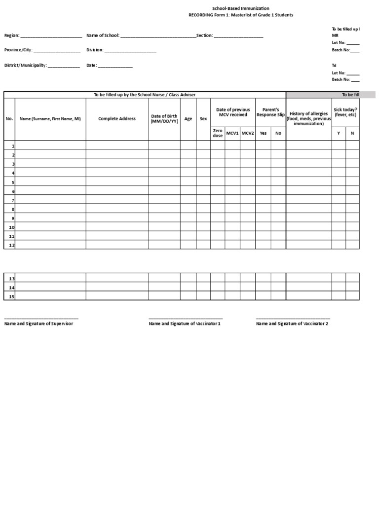 SBI Recording Form 1 | Medical Humanities | Public Health