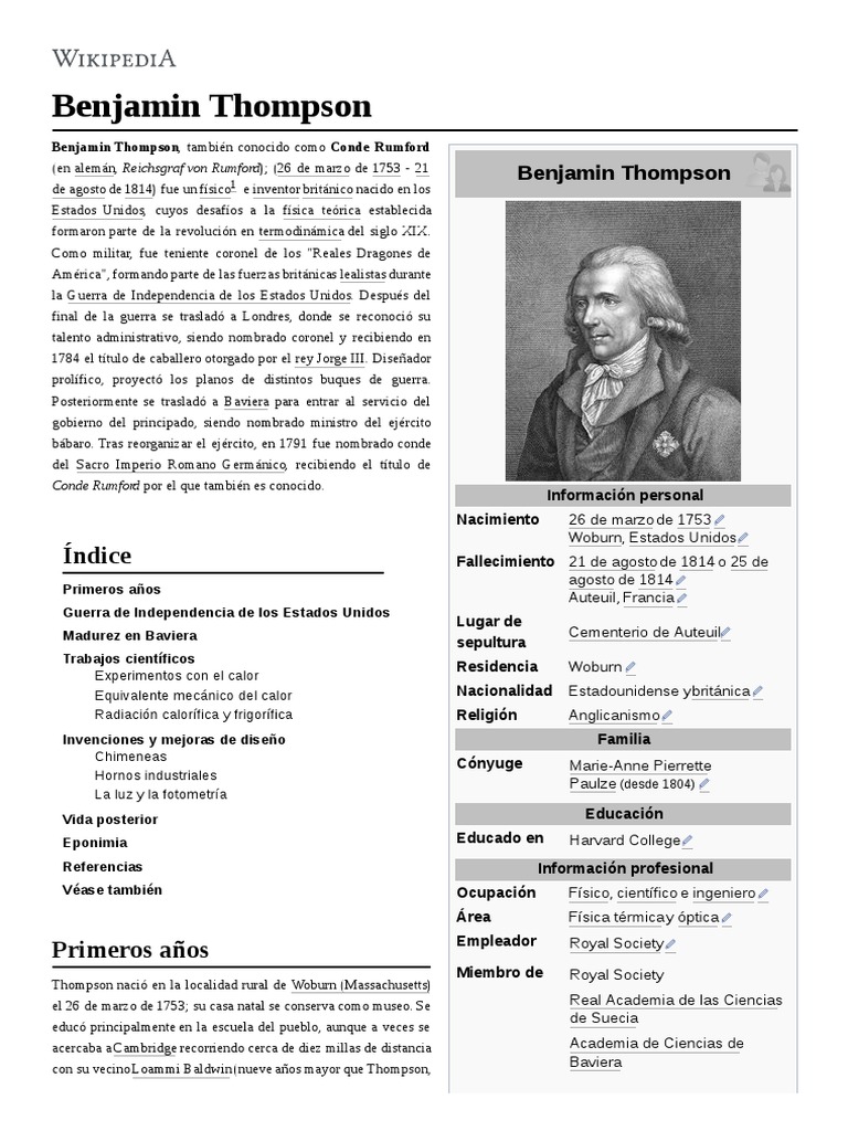 Benjamin Thompson | PDF | Science | Ciencia (general)