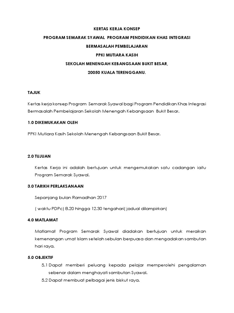 Kertas Kerja Konsep Program Semarak Syawal Edit | PDF