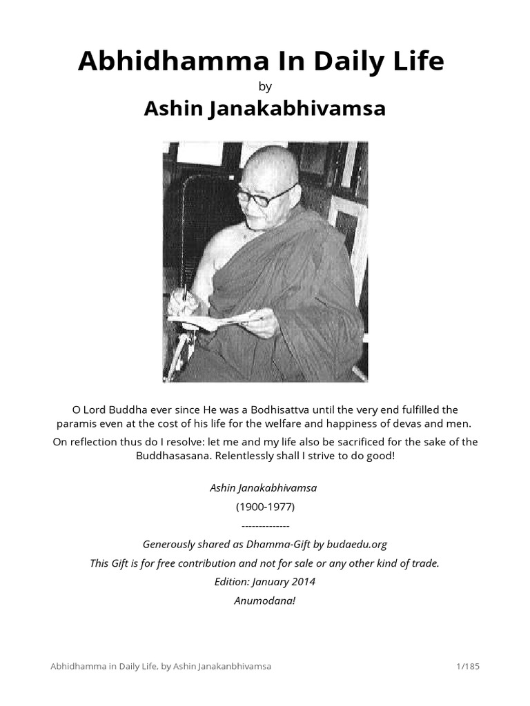 Abhidhamma in Daily Life by Ashin Janakabhivamsa | PDF | Mind | Indian ...