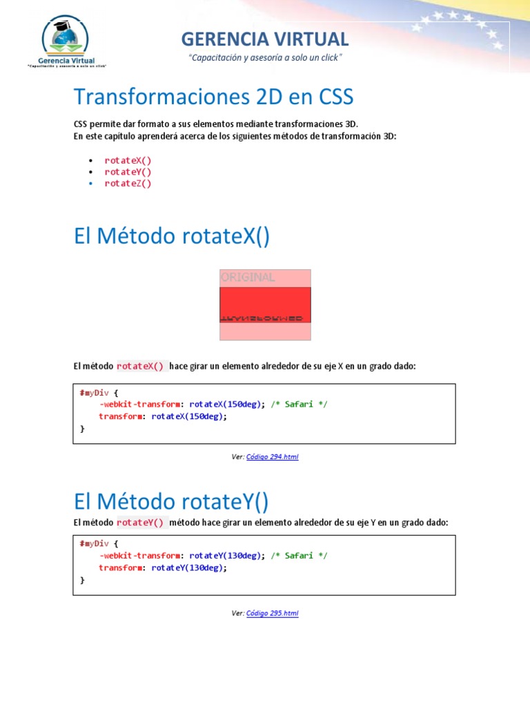 10 Transformaciones 3D en CSS PDF | PDF | Rotación | Enseñanza de ...