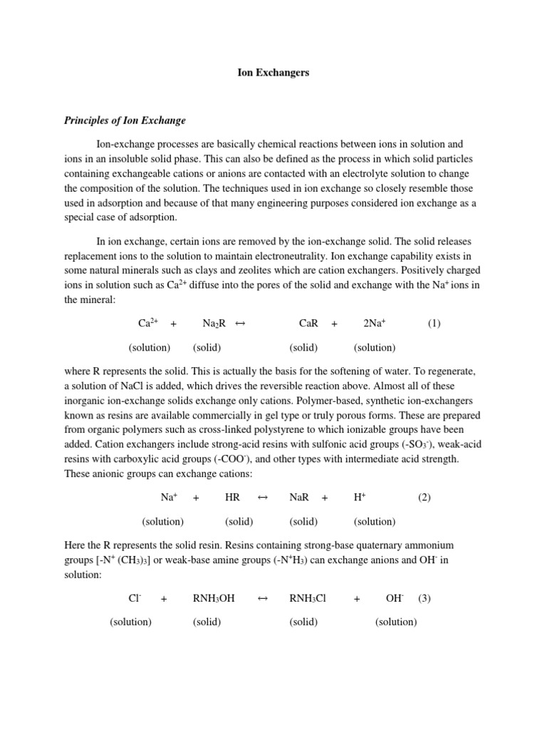 Principles of Ion Exchange | PDF | Ion Exchange | Ion