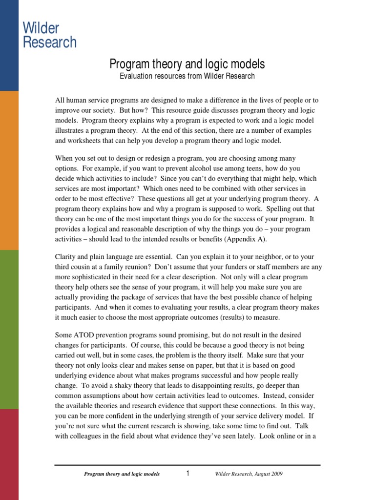 Program Theory and Logic Models Guide | PDF | Program Evaluation | Theory