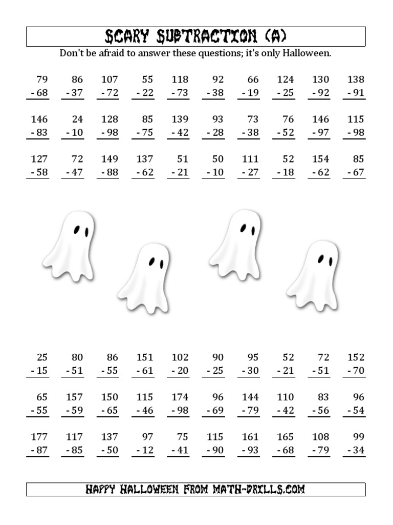 Halloween Themed Subtraction Practice | PDF