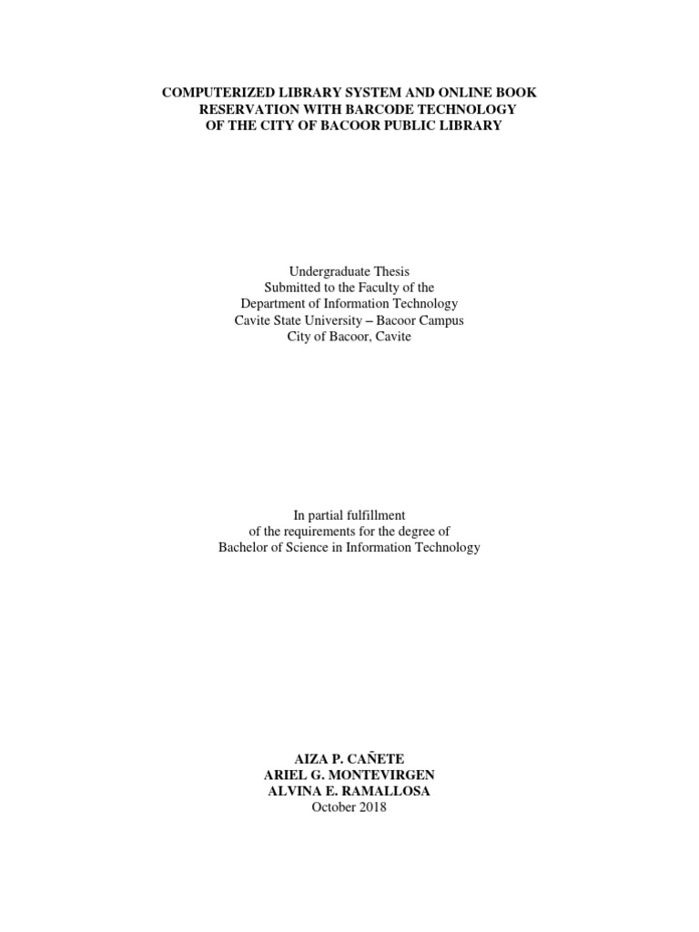 Computerized Library System and Online Book Reservation With Barcode ...