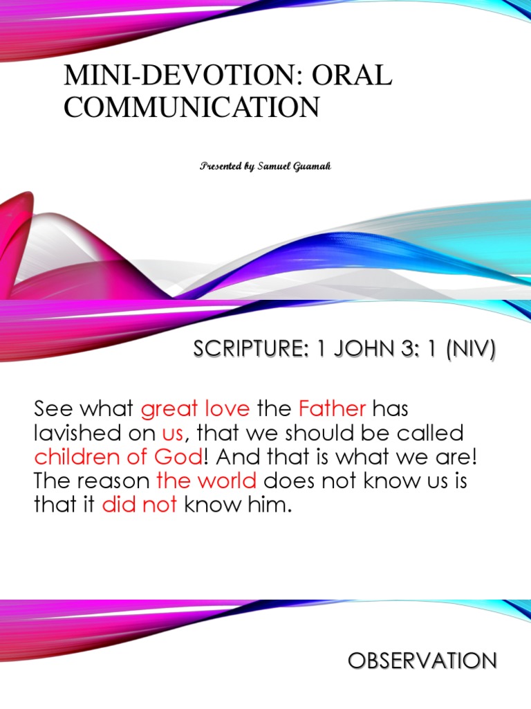 Mini-Devotion: Oral Communication: Presented by Samuel Guamah | PDF ...