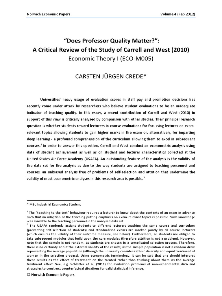 Critical Review Example | PDF | Course Evaluation | Test (Assessment)