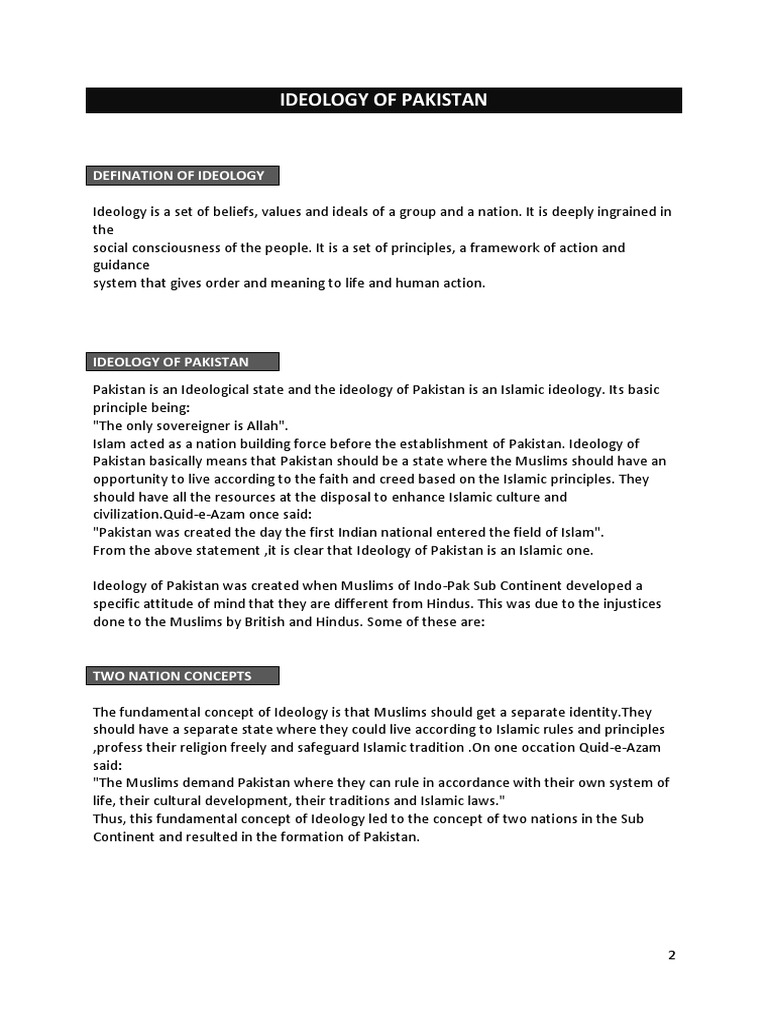 Understanding Pakistan's Ideology | PDF | Two Nation Theory | Muhammad ...