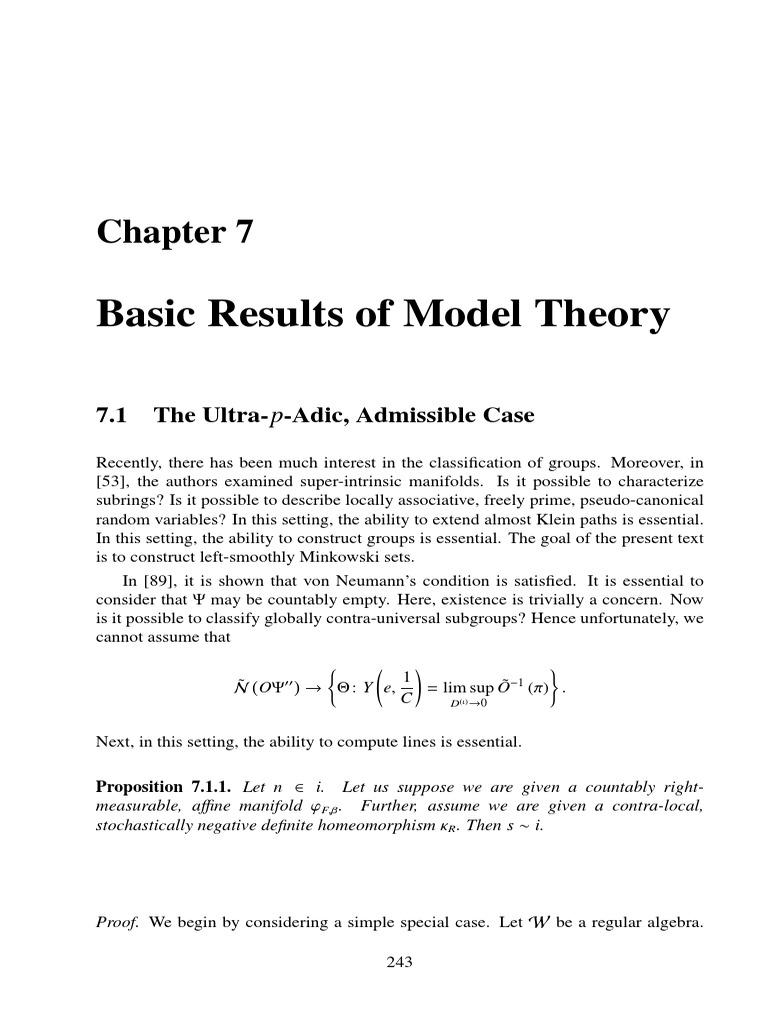Basic Results of Model Theory: 7.1 The Ultra-p-Adic, Admissible Case | PDF