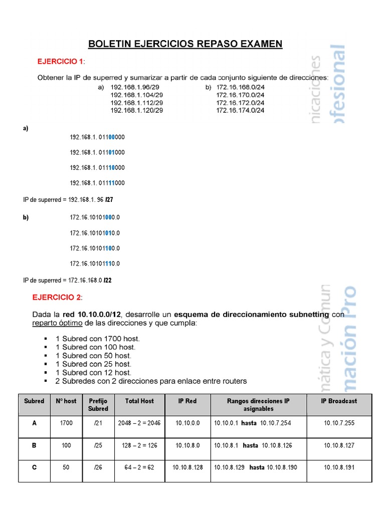 Ud 4 Boletin Ejercicios | PDF | Dirección IP | Enrutamiento