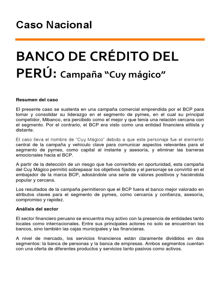CASO - BCP El Cuy Magico | PDF | Economias | Bancario
