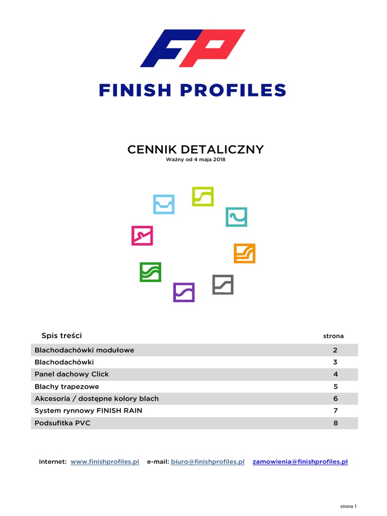 Finish Profiles - Cennik Detaliczny 4 Maja 2018 | PDF