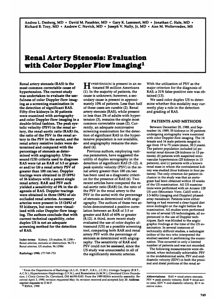 Radiology 177 3 2243982 PDF | PDF | Angiography | Kidney