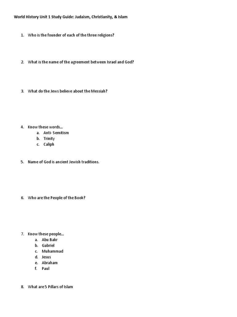 World History Unit 1 Study Guide 2018 | PDF | History