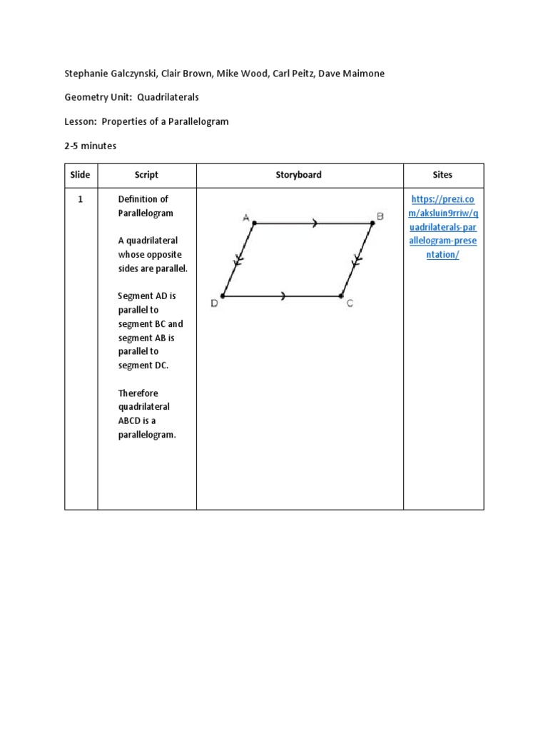 Example Storyboard Parallelogram | PDF | Classical Geometry ...