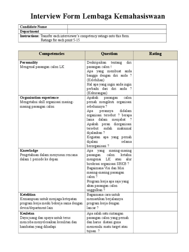 Interview Form | PDF