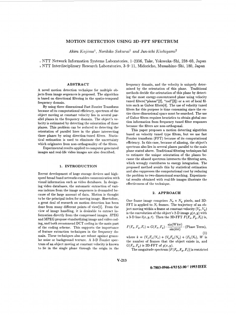 Motion Detection Using 3D FFT Spectrum: Estimating Object Velocity Through Statistical Analysis ...