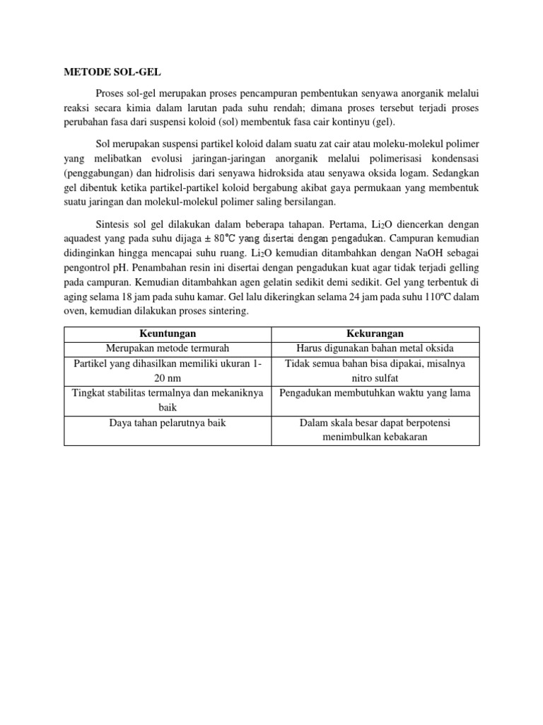Metode Sol Gel | PDF